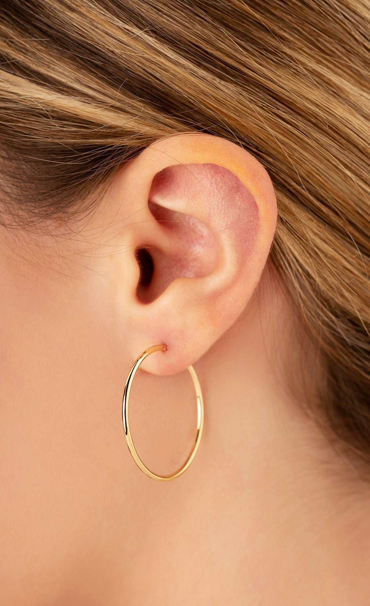 Ben Garelick Large Thin Gold 1.95 Inch Diameter 14K Gold Hoop Earrings