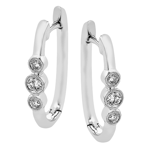 Simon G. Three-Stone Bezel Diamond Hoop Earrings | 0.20 CTW, Milgrain ...