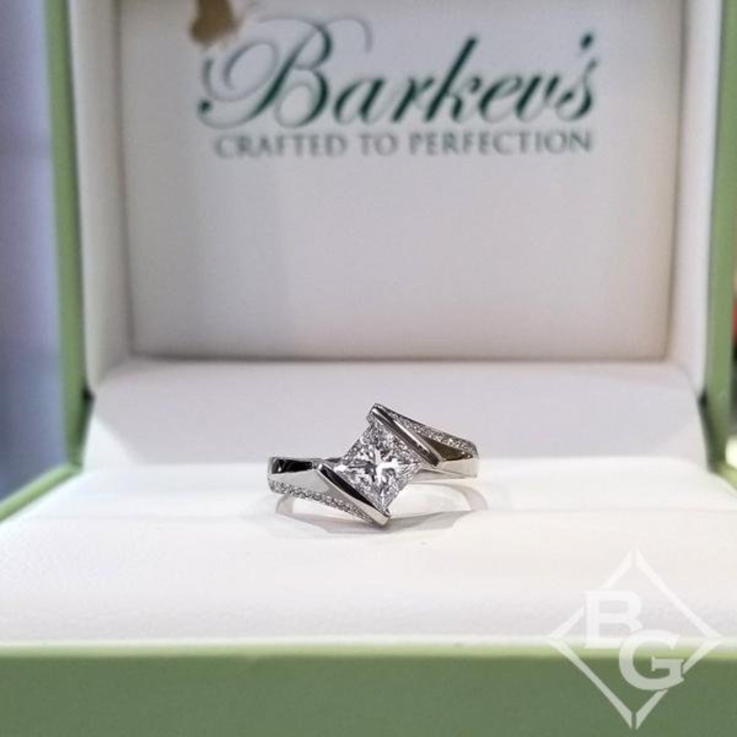 Barkev's Twist Half Bezel Set Princess-Cut Diamond Engagement Ring ...