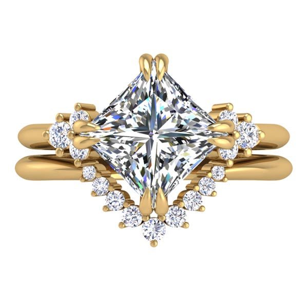1.5 Carat Princess Cut Compass Set Moon Glow Diamond Engagement Ring ...