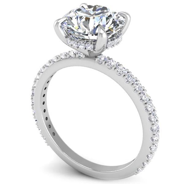 Ben Garelick Classic Large Round Diamond Shared Prong Engagement Ring