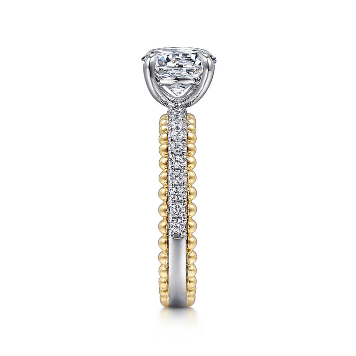 Gabriel & Co. "Addi" Two-Tone Beaded Detail Diamond Engagement Ring ...