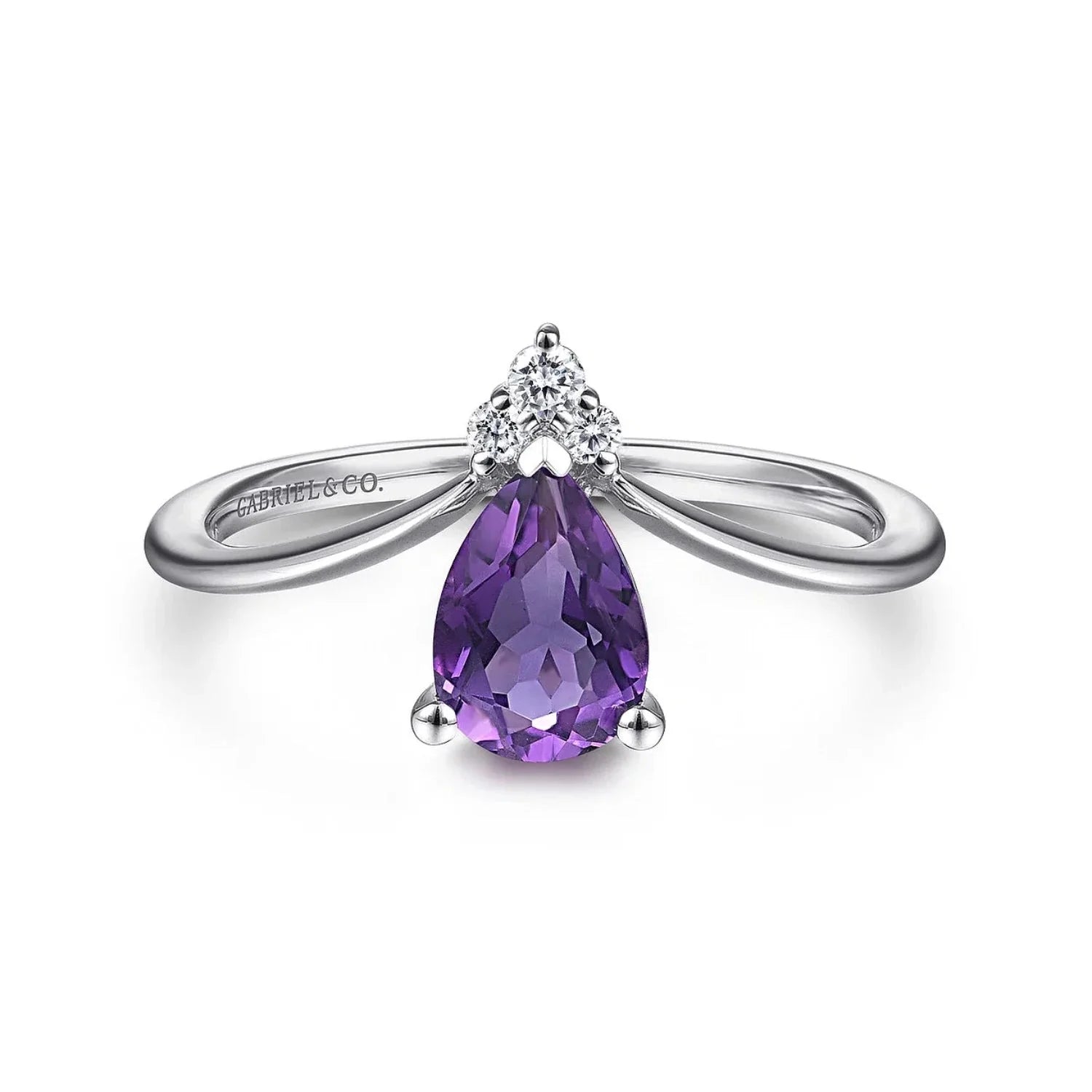 Gabriel & Co. Teardrop Amethyst and Diamond Triangle Ring - LR51453 ...