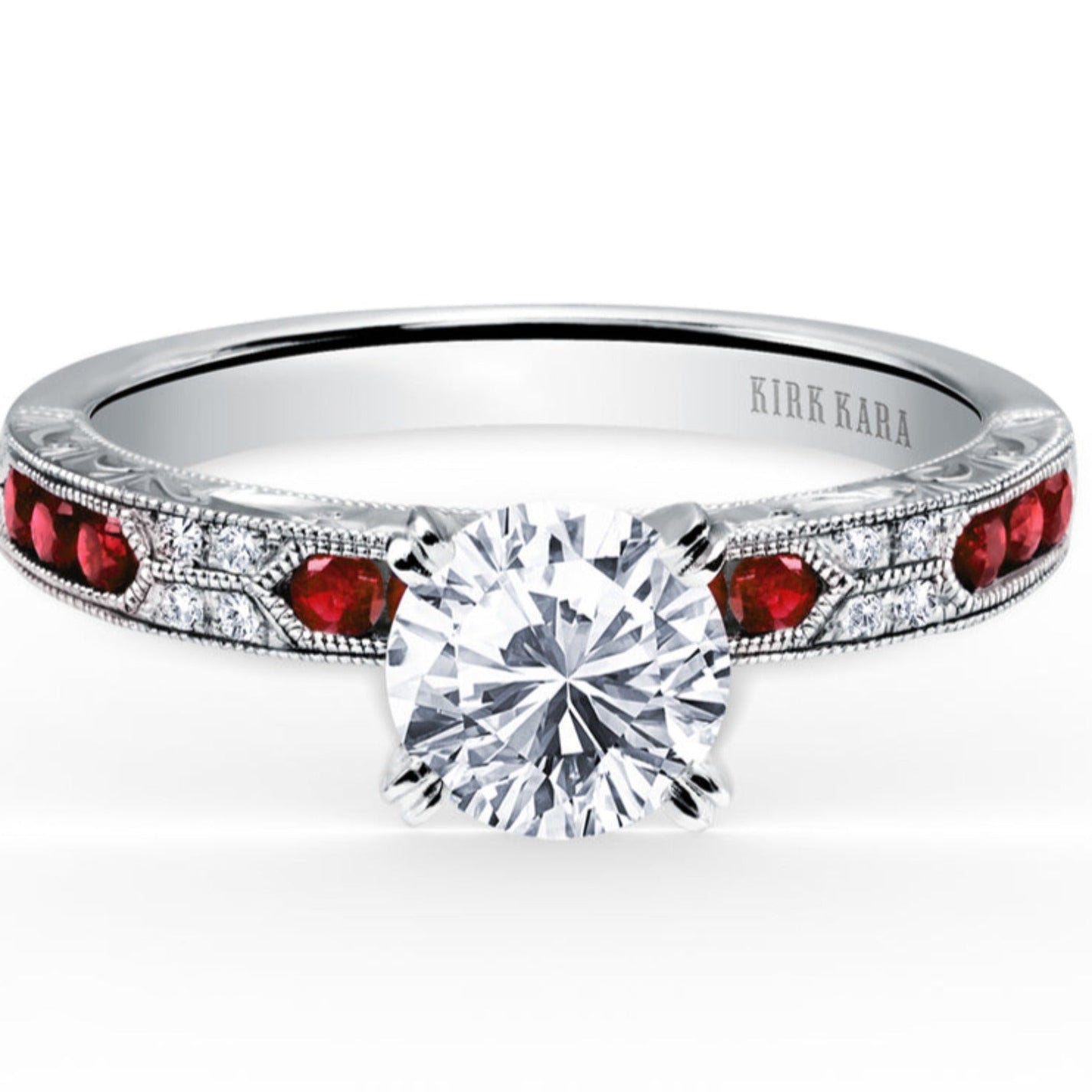 Kirk Kara "Charlotte" Channel Set Red Ruby Engagement Ring - K1390RD-R ...