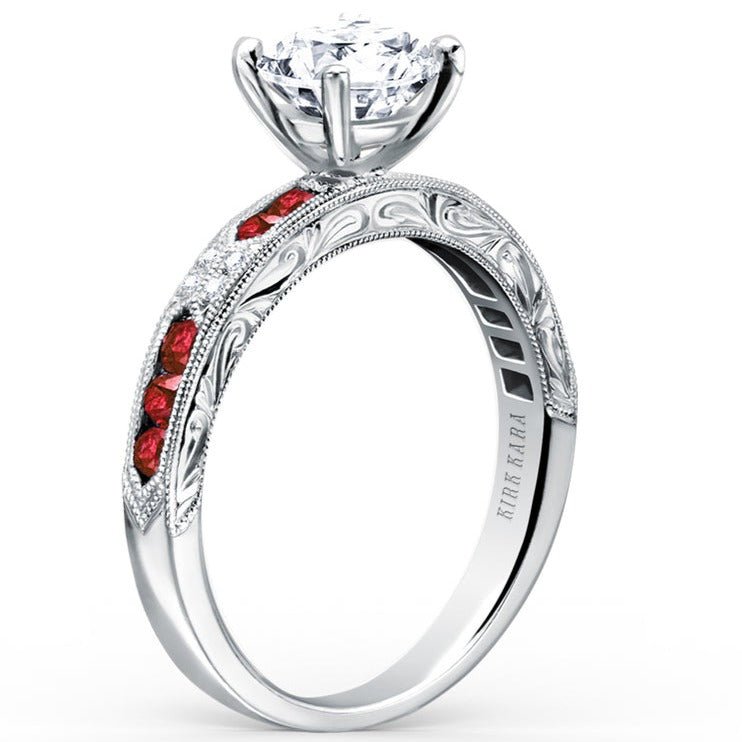 Kirk Kara "Charlotte" Channel Set Red Ruby Engagement Ring - K1390RD-R ...
