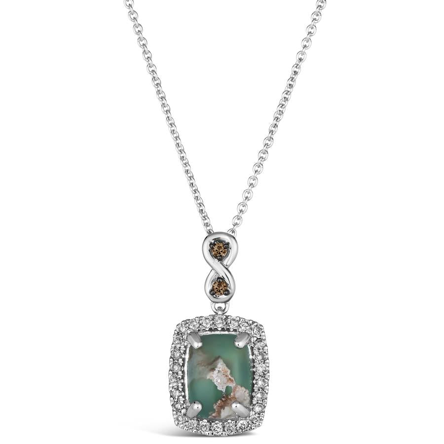 Le Vian Peacock Green Aquaprase Gemstone Halo Diamond Pendant - BVRF 8 ...