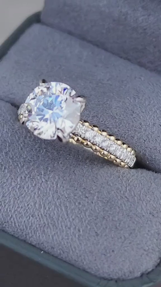 Gabriel & Co. "Addi" Two-Tone Beaded Detail Diamond Engagement Ring ...