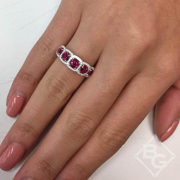 Simon G Five Stone Ruby & Diamond Halo Anniversary Ring | Ben Garelick