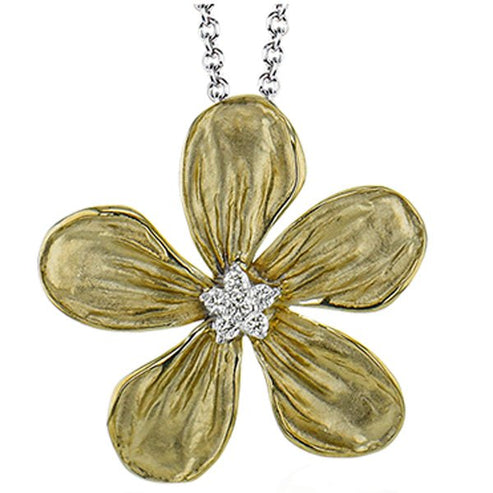 Simon G. Gold Textured Flower Diamond Cluster Pendant - LP4845 – Ben ...